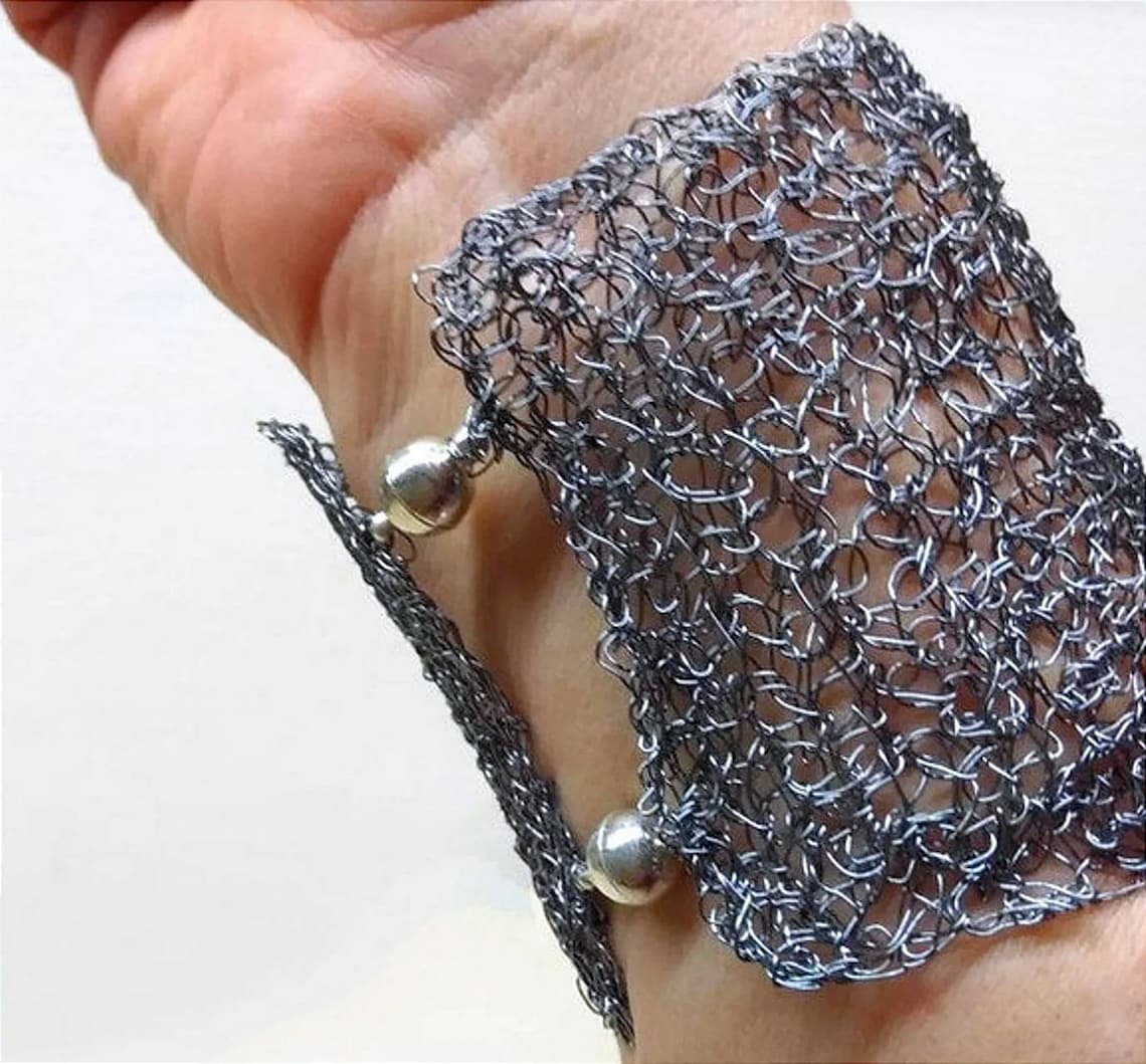 Silver Crochet Cuff, Wire Crochet Bracelet,silver Knitted Bracelet ...