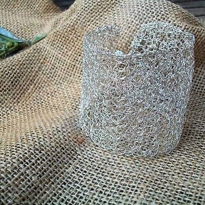 Silver Crochet Cuff Wire Crochet Bracelet Silver Knitted Bracelet ...