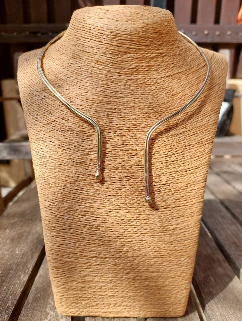 Bronze Open Choker Asymmetrical Brass Choker Minimalist Silver Choker ...