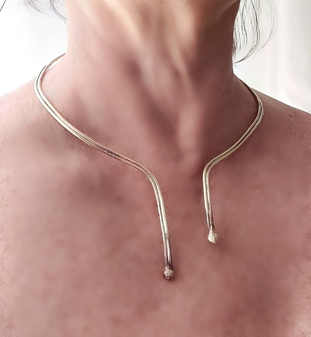 Bronze Open Choker Asymmetrical Brass Choker Minimalist Silver Choker ...