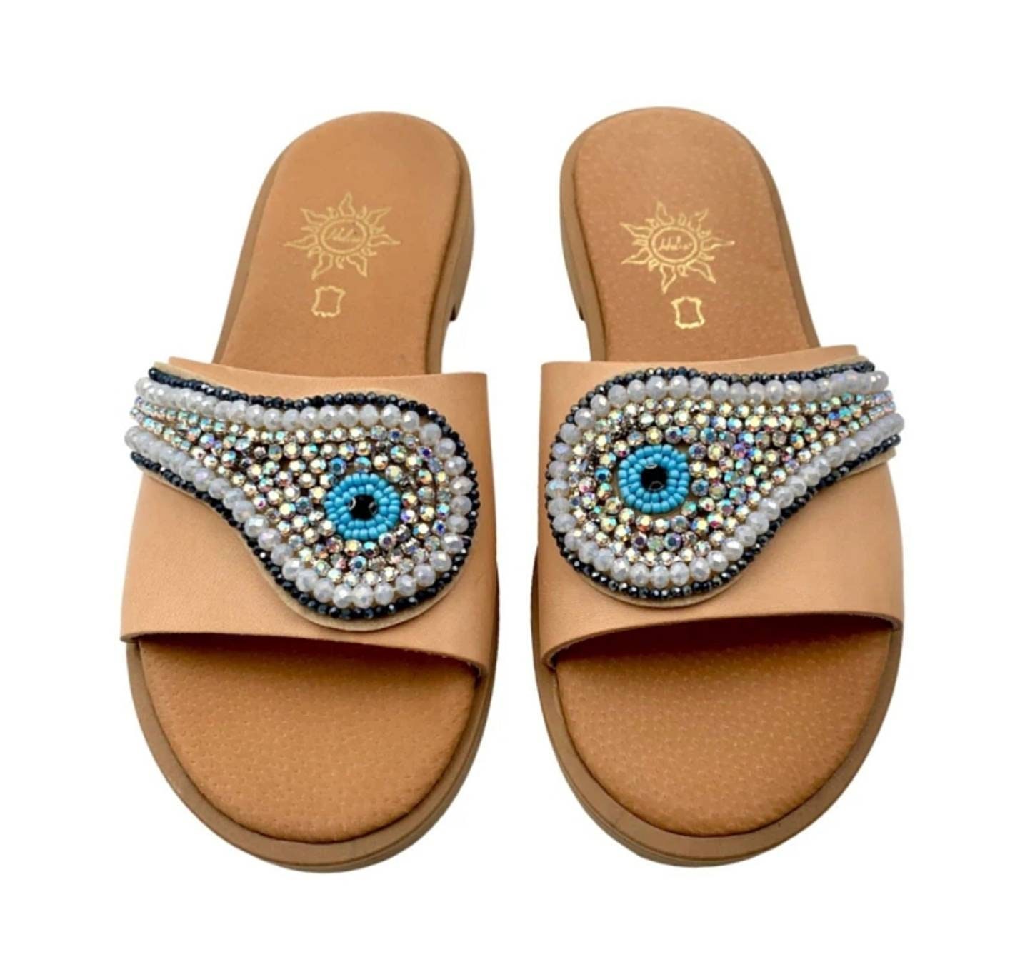 Evil Eye Sandals, Anatomic Eye Sandal Leather Evil Eye Flats Evil Eye ...