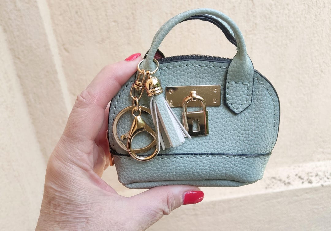 Mini Satchel Bag Keychain Faux Leather Bag Charm Miniature Keychain Bag ...