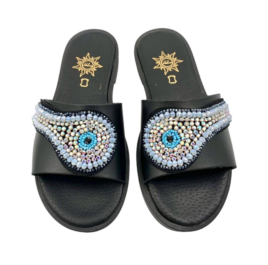 Evil Eye Sandals, Anatomic Eye Sandal Leather Evil Eye Flats Evil Eye ...