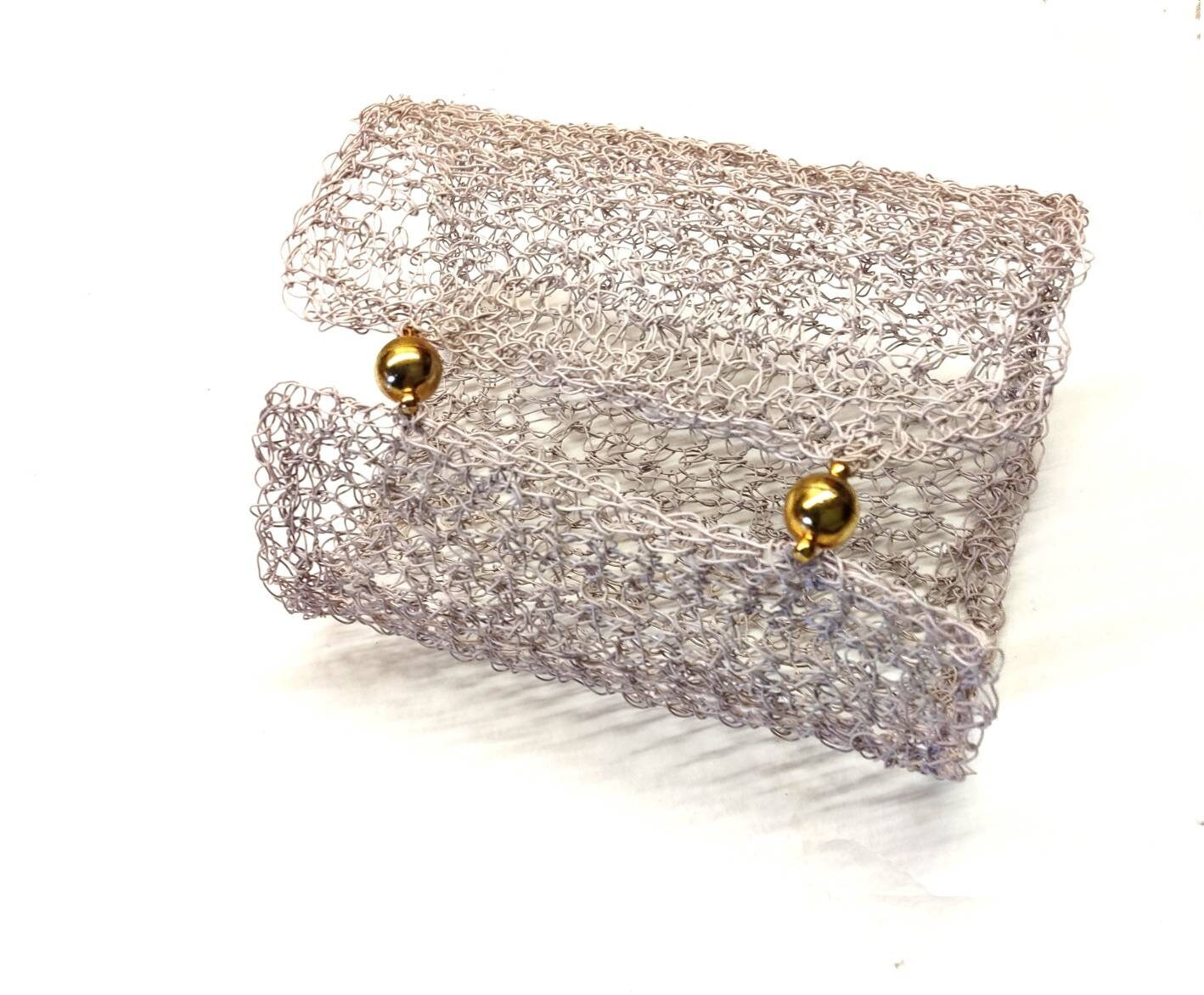 Silver Crochet Cuff Wire Crochet Bracelet Silver Knitted Bracelet ...