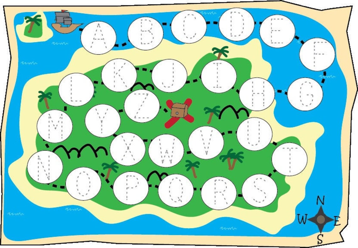 Pirate Map Alphabet Tracing - Etsy