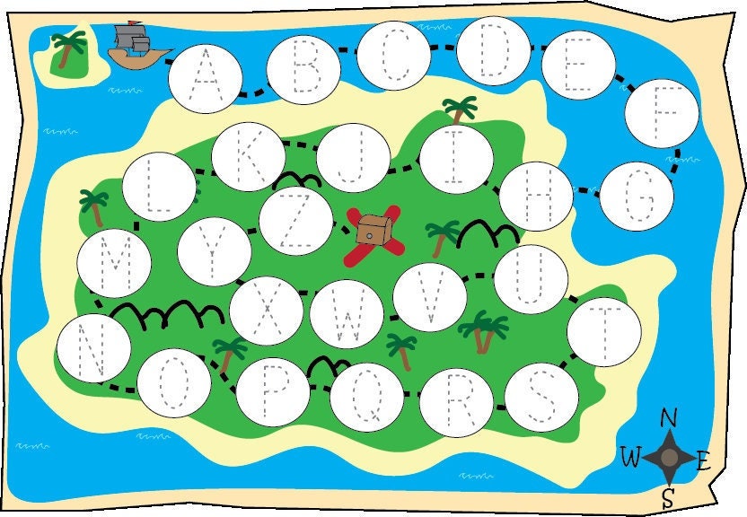 Pirate Map Alphabet Tracing - Etsy