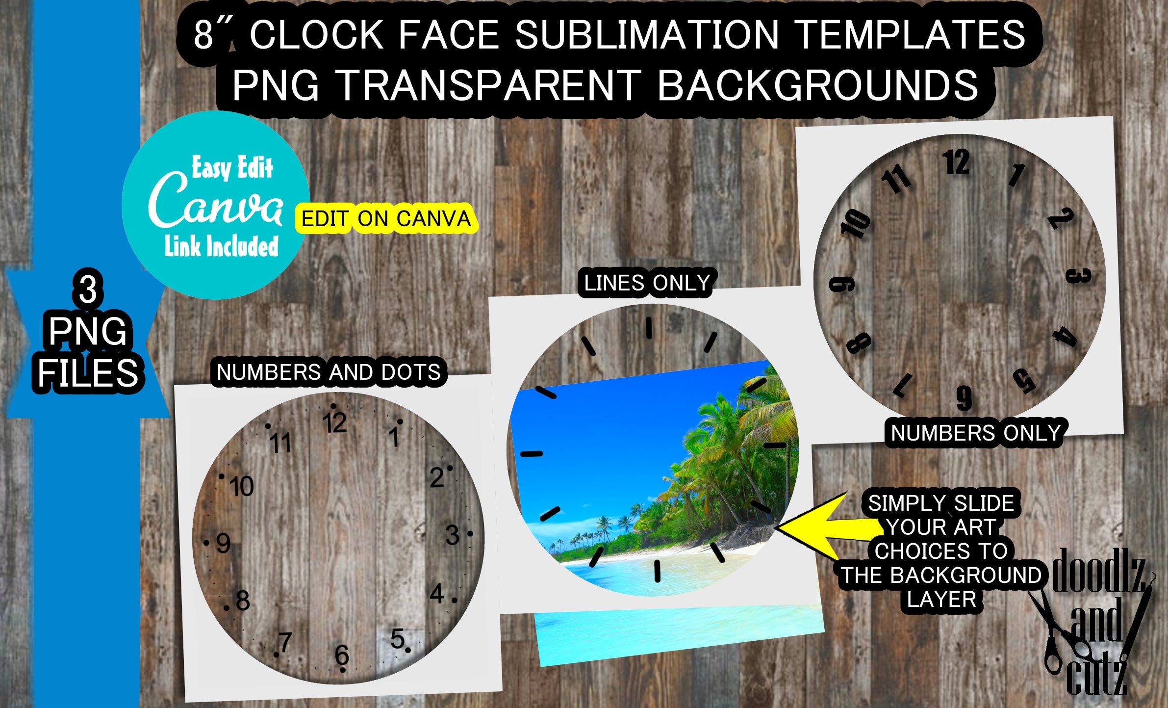 8 Clock Face Sublimation Templates 3 Canva Template | Etsy