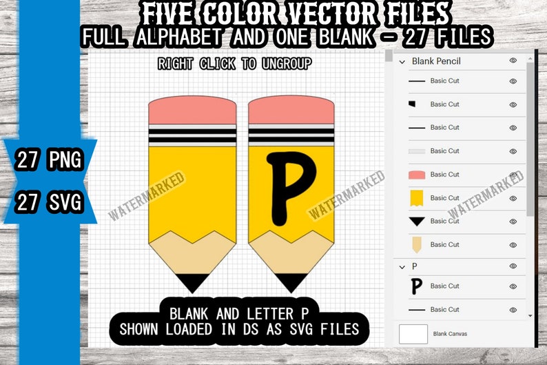 Pencil Svg Files Pencil Alphabet Svg Files Full Pencil - Etsy