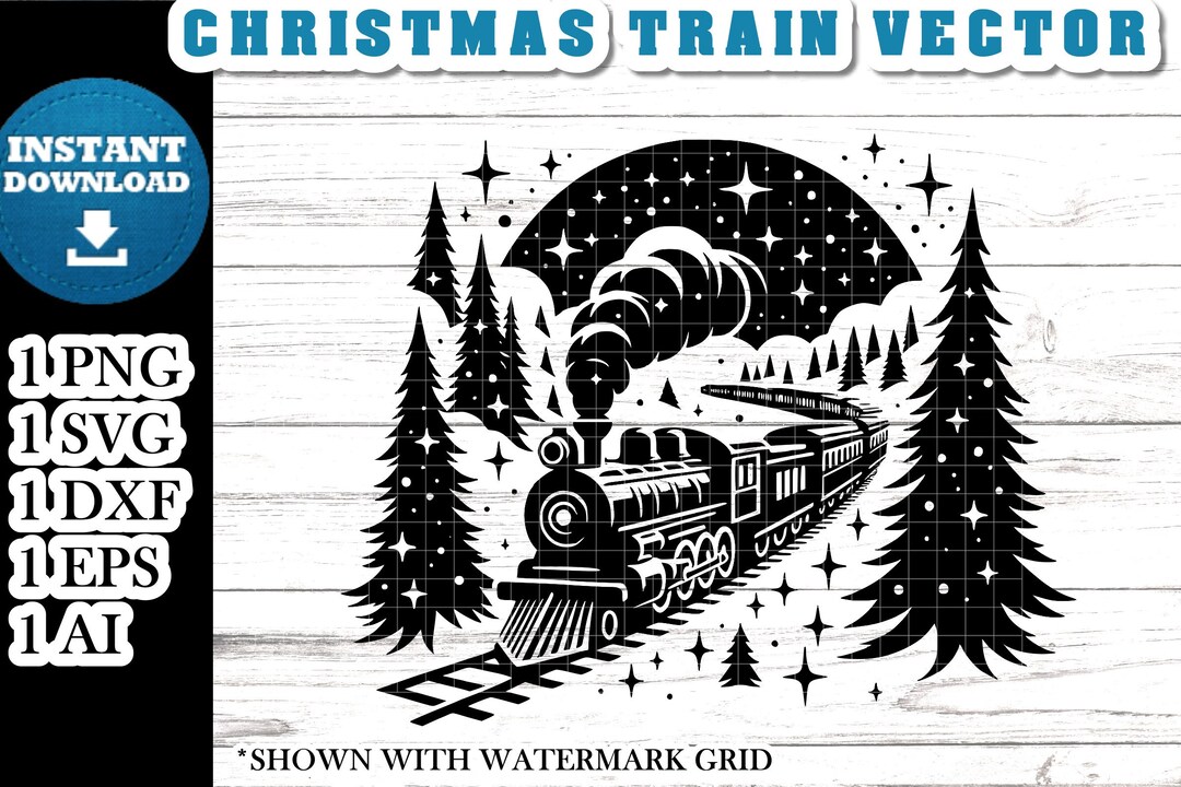 Christmas Train SVG File Christmas Train DXF File Christmas Vector File ...