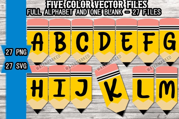 Pencil Svg Files Pencil Alphabet Svg Files Full Pencil - Etsy