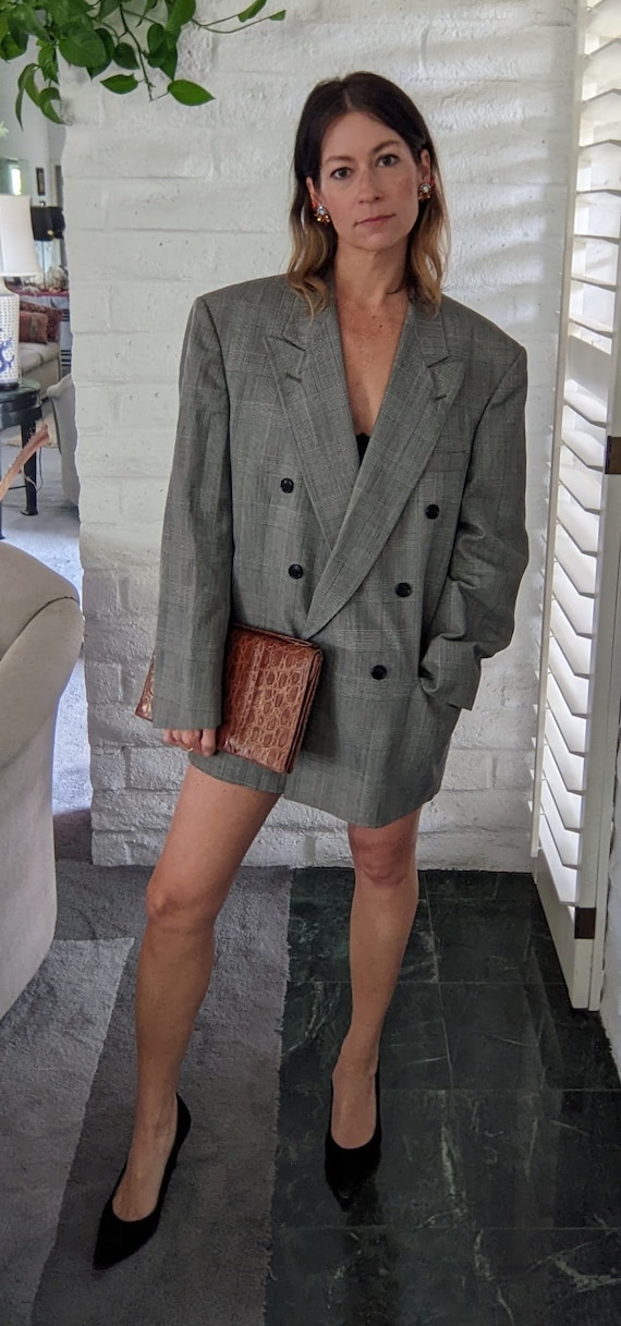 oversized check blazer - Gem