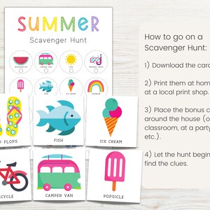 Summer Scavenger Hunt Game, Indoor Treasure Hunt, Printable Summertime ...