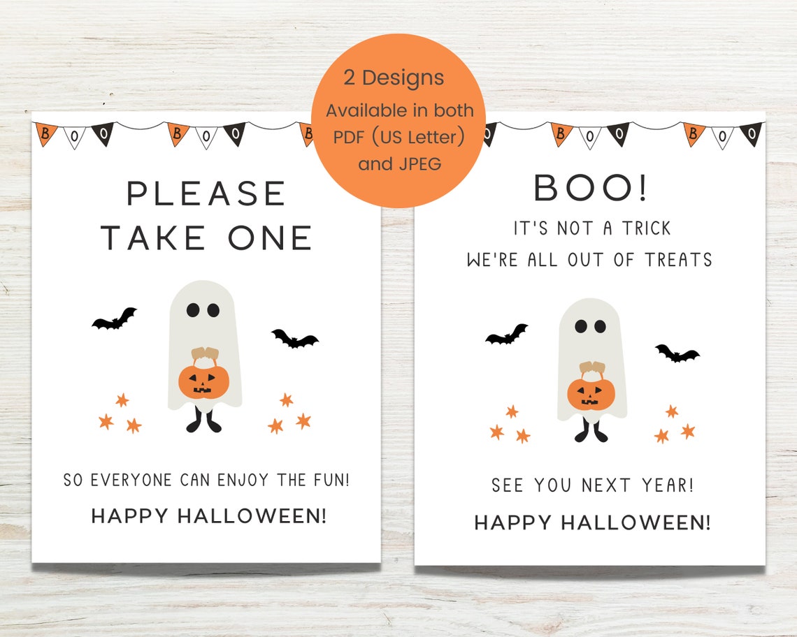 Please Take One Sign Halloween Printable Out of Candy Sign - Etsy
