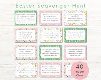 Indoor Easter Scavenger Hunt, Easter Egg Hunt Clues, Easter Treasure ...