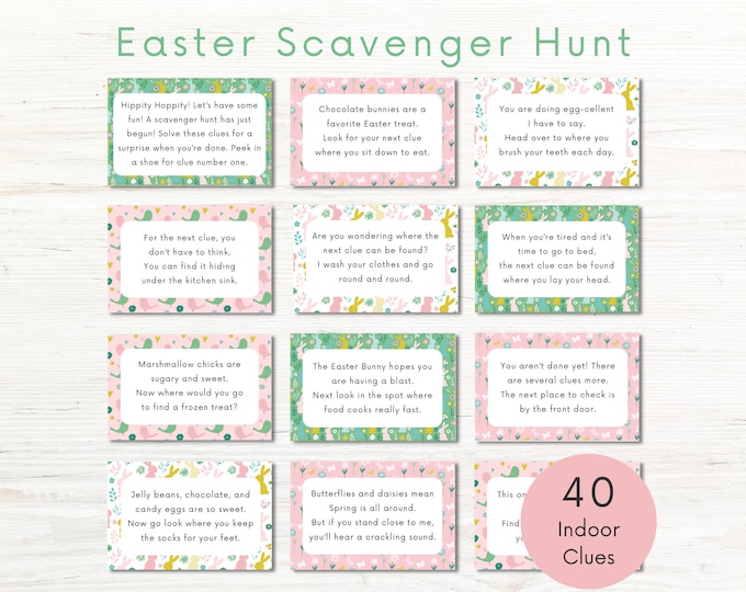 Easter Egg Scavenger Hunt, Printable Indoor Easter Egg Treasure Hunt ...