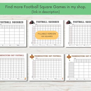 Football Squares Editable Printable, Football Square Fundraiser, 25 ...