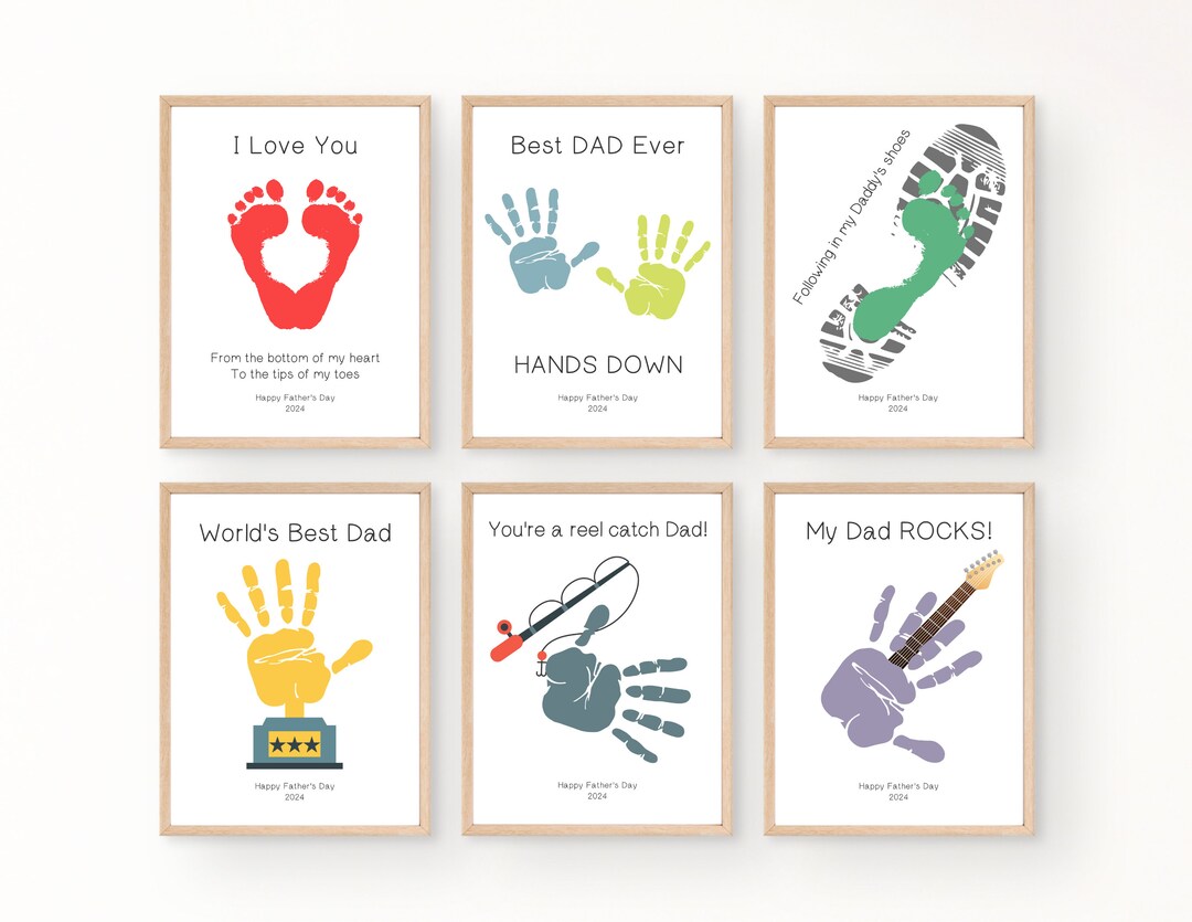 Father's Day Handprint Art Printable Bundle, Handprint Gift for Dad ...