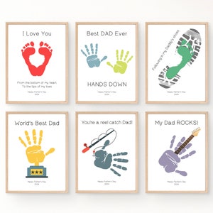 Father's Day Handprint Art Printable Bundle, Handprint Gift for Dad ...