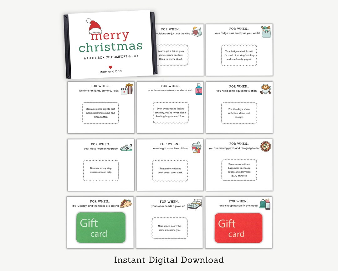 Christmas Gift Card Box Printable, Gift Card Book, Christmas Gift Teens ...