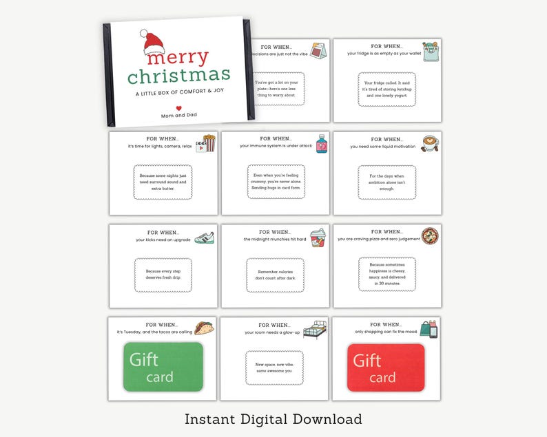 Christmas Gift Card Box Printable, Gift Card Book, Christmas Gift Teens ...