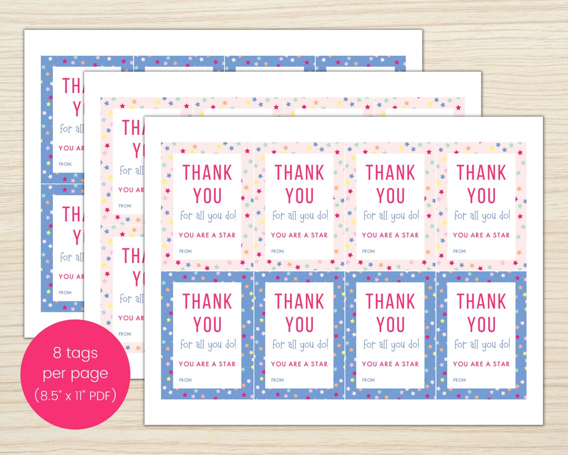 Printable Teacher Appreciation Gift Tag Cards Printable - Etsy