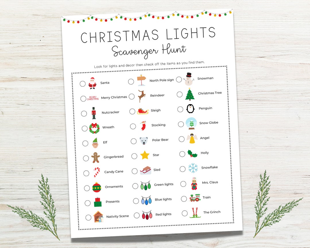 Christmas Lights Scavenger Hunt Printable Outdoor Scavenger - Etsy