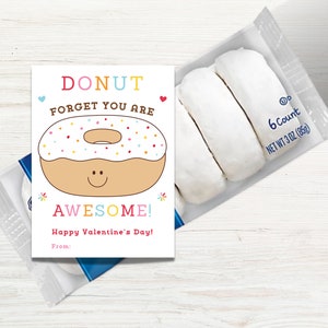 Donut Valentine Tag Printable, Kids Valentines Cards for School, Donut ...