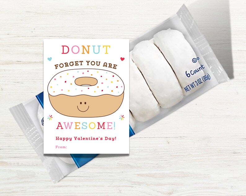 Donut Valentine Tag Printable, Kids Valentines Cards for School, Donut ...