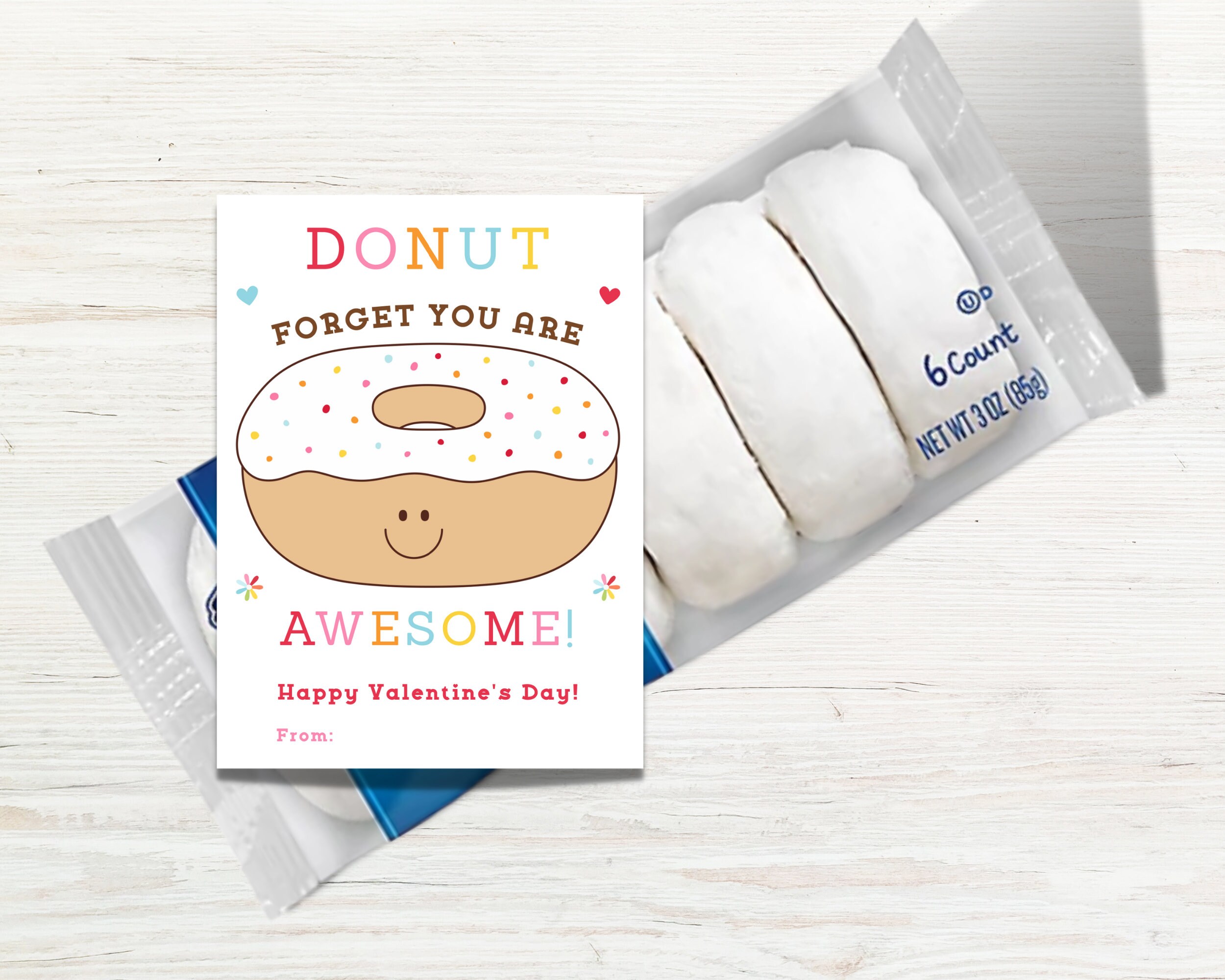 Donut Valentine Tag Printable, Kids Valentines Cards for School, Donut ...