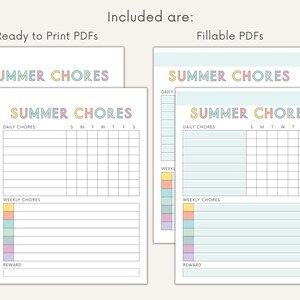 Chore Chart for Kids Printable, Editable Daily Checklist, Summer Weekly ...