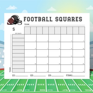 Football Squares Editable Printable, Football Square Fundraiser, 25 ...
