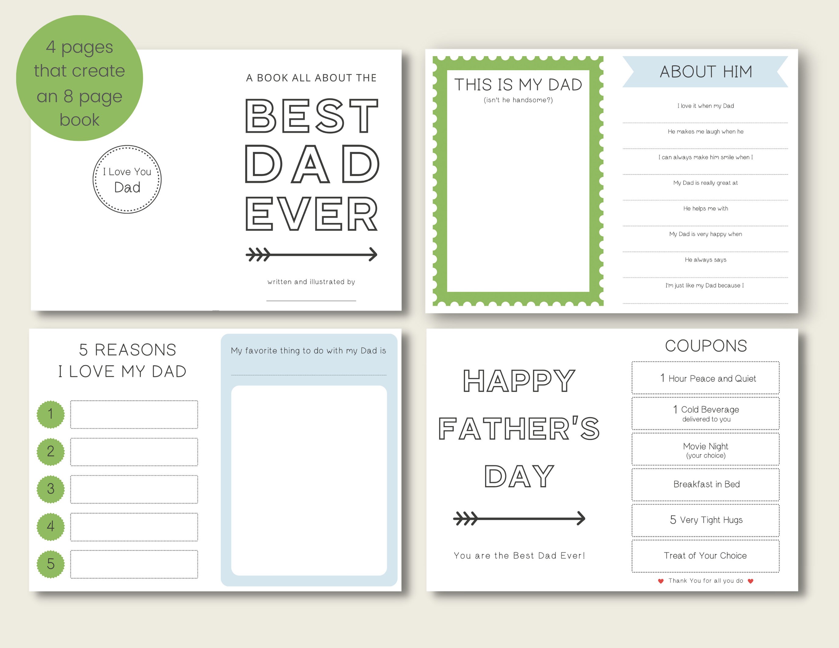 All About My Dad Printable Book Fathers Day Questionnaire - Etsy