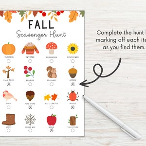 Fall Scavenger Hunt Printable, Autumn Scavenger Hunt Kids, for Toddlers ...
