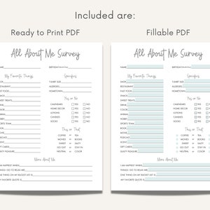 All About Me Survey Editable Printable, Getting to Know You, Coworker ...