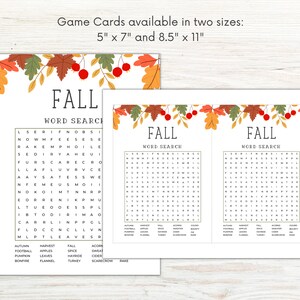 Fall Word Search Printable, Autumn Word Search, Printable Fall Game ...