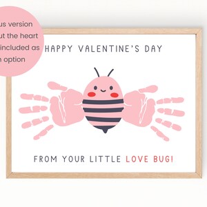 Valentines Handprint Craft, Love Bug Handprint Art, Valentine Art for ...