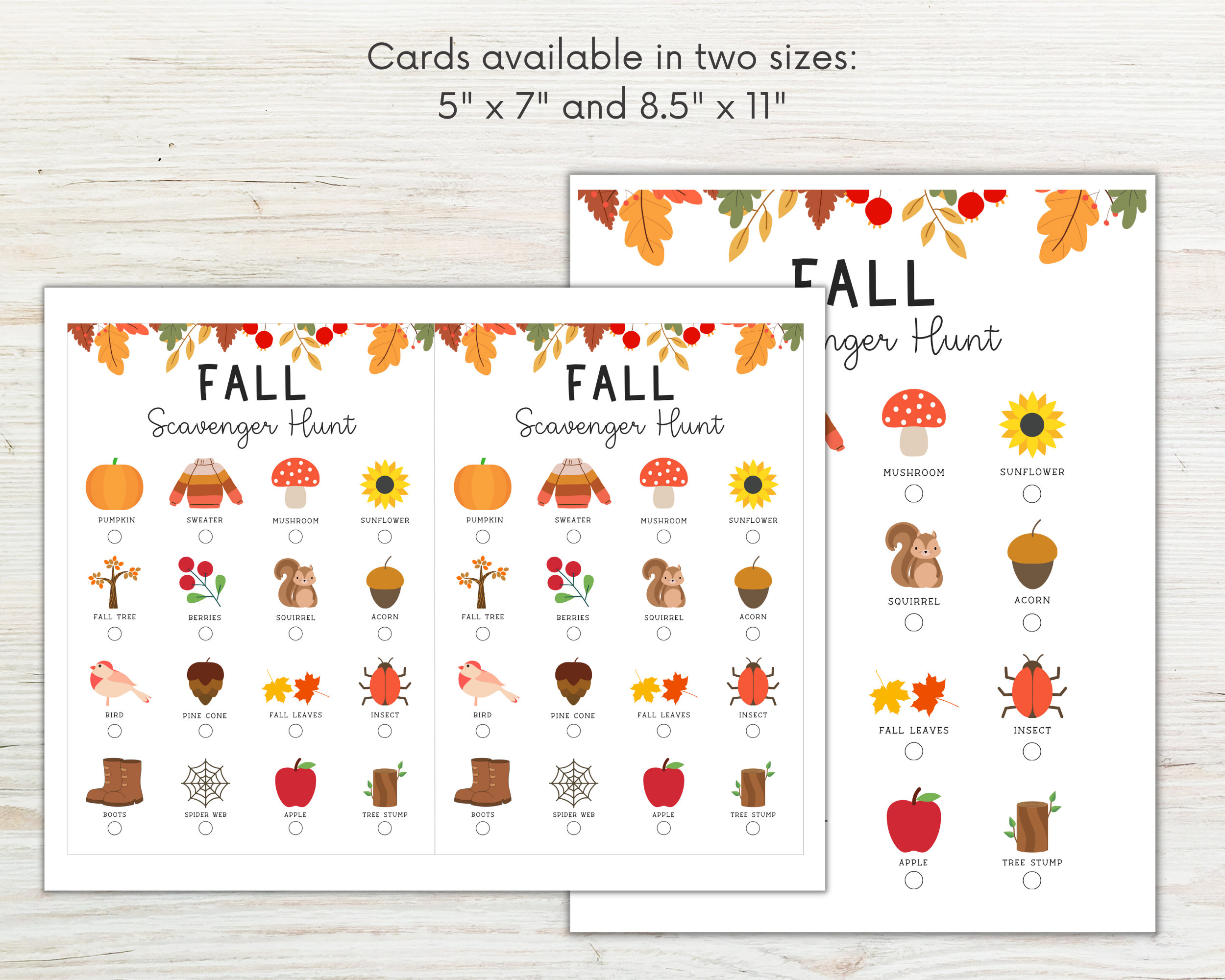 Fall Scavenger Hunt Printable, Autumn Scavenger Hunt Kids, for Toddlers ...