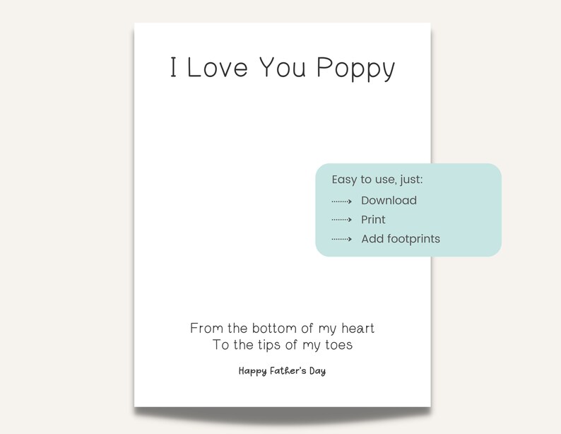Father's Day Handprint Art Printable I Love You Poppy - Etsy