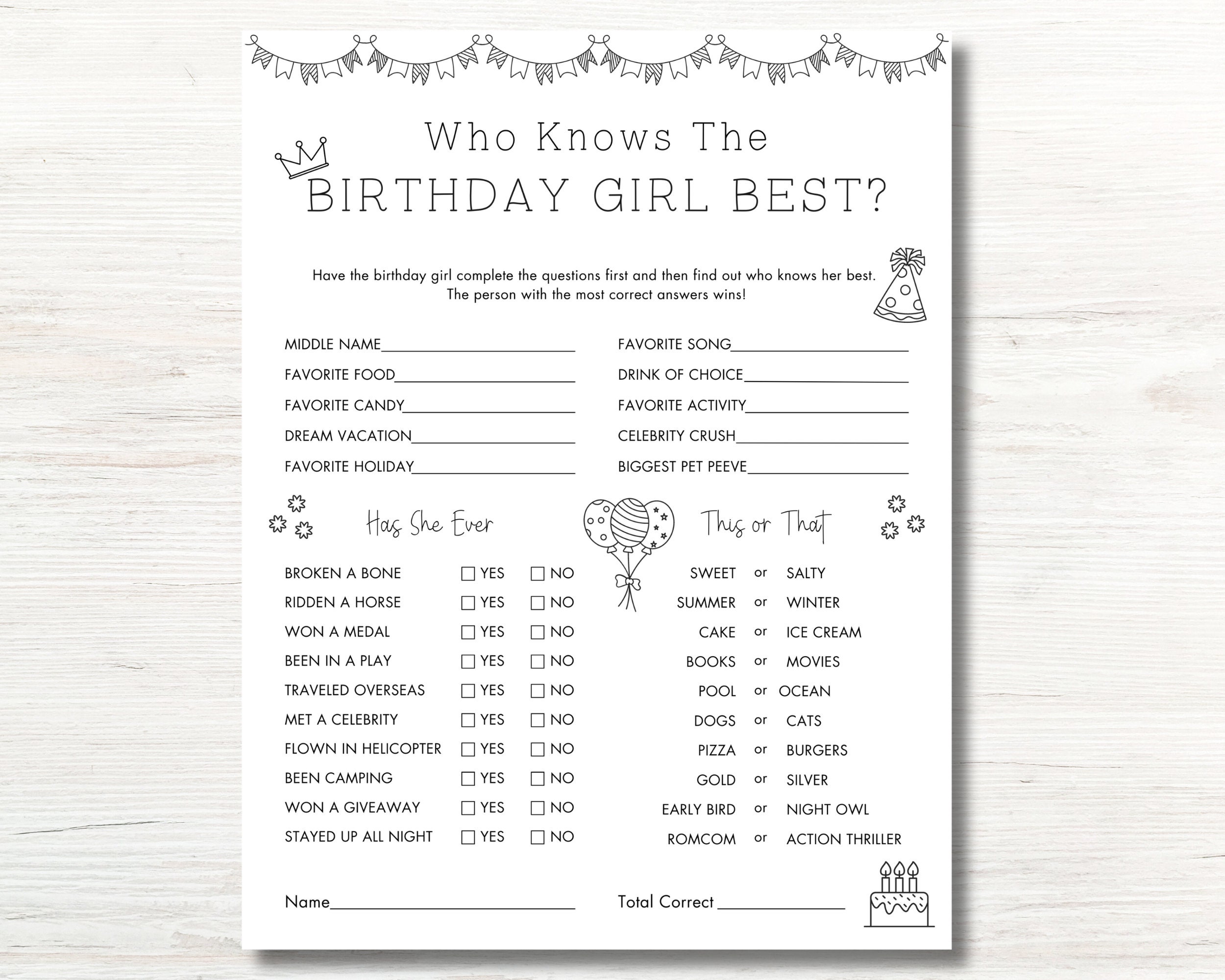 Who Knows the Birthday Girl Best, Who Knows Me Best, How Well Do You ...