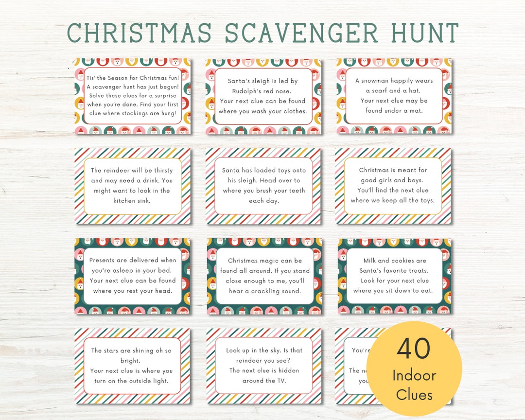 Christmas Scavenger Hunt for Kids, Indoor Christmas Treasure Hunt ...