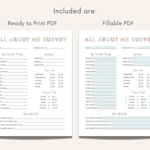 All About Me Survey Editable Printable, Getting to Know You, Coworker ...