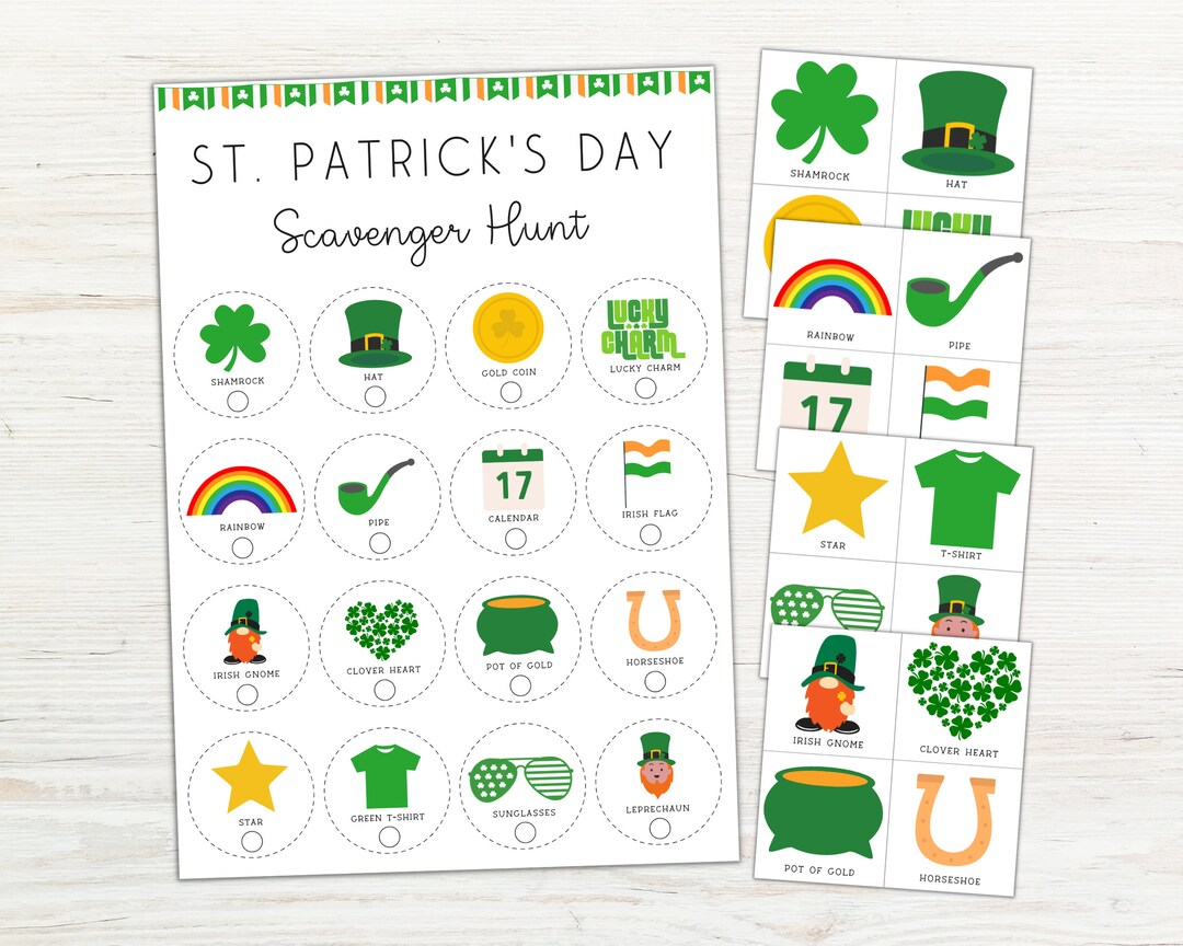 St. Patrick's Day Scavenger Hunt Printable, Indoor Treasure Hunt ...