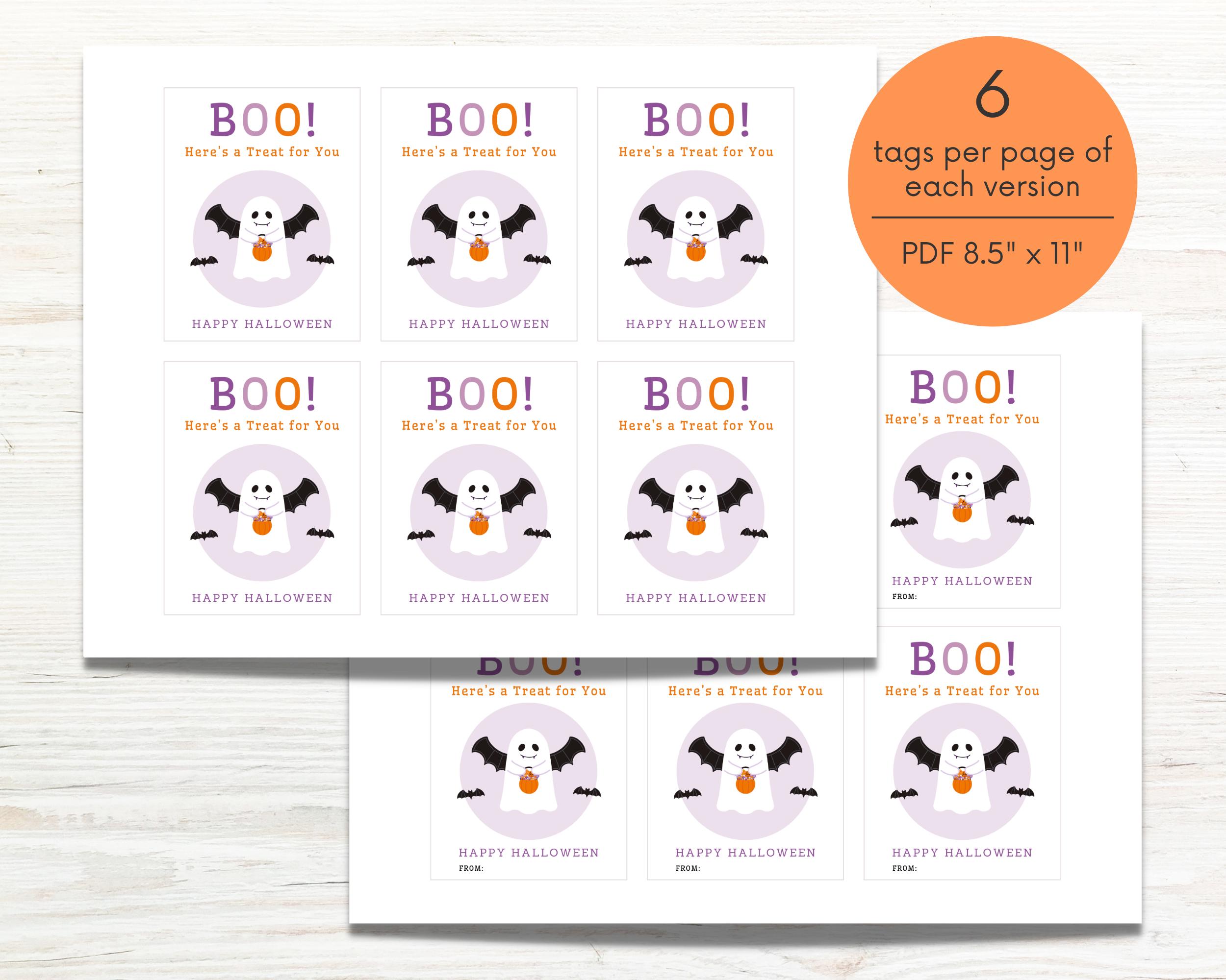 Boo Here's a Treat for You Tag Printable, Boo Bag Tag, Halloween Treat ...