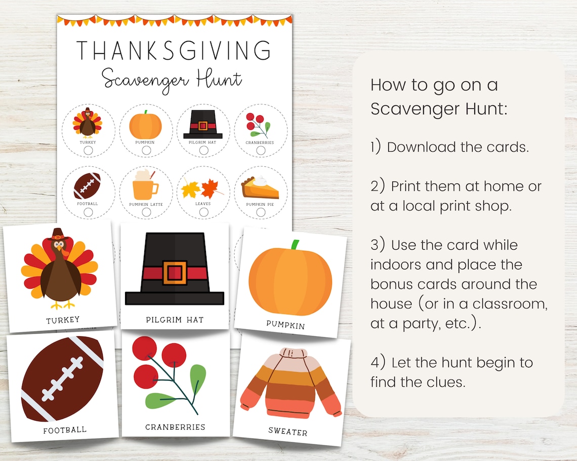 Thanksgiving Scavenger Hunt Printable for Kids Indoor - Etsy