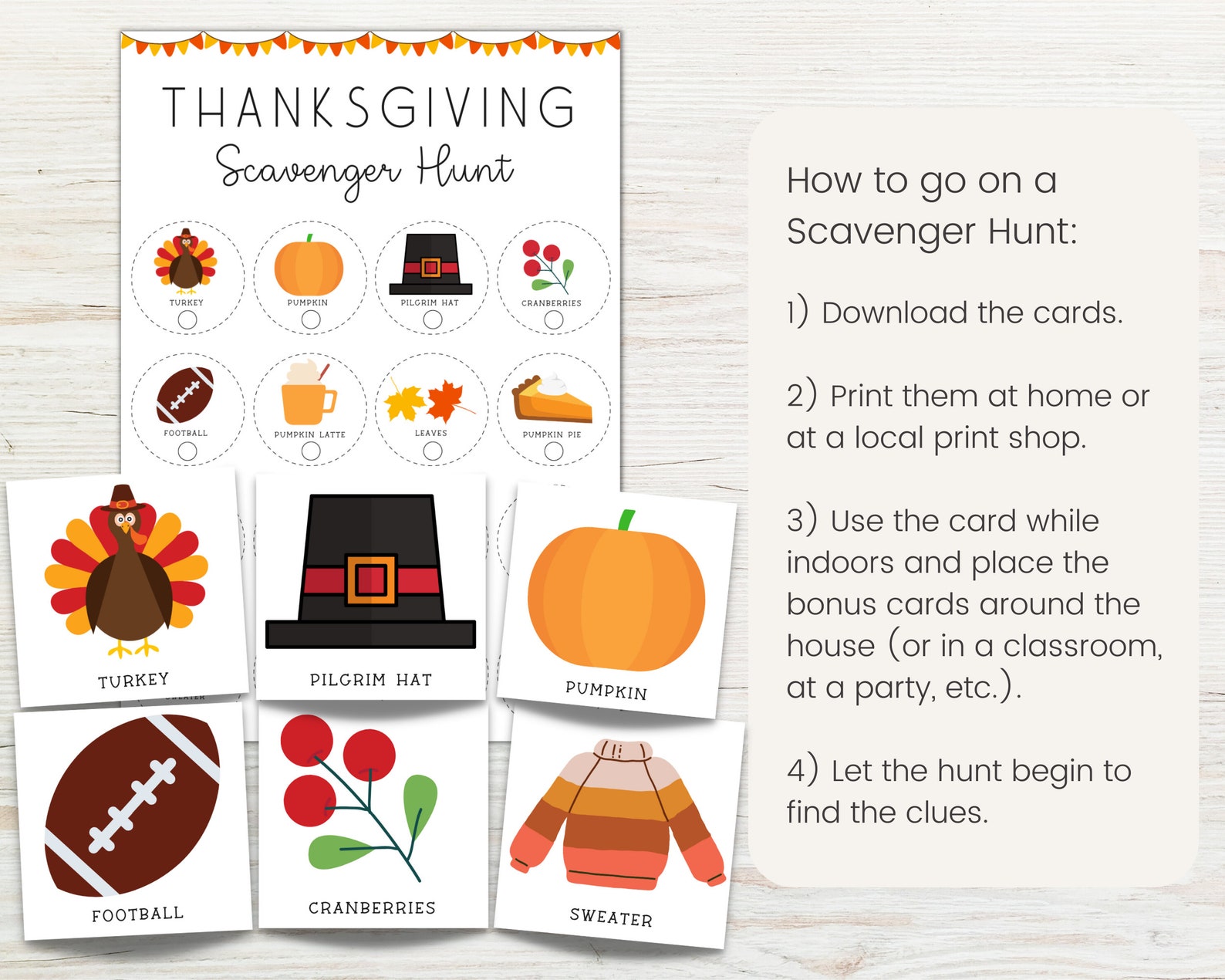 Thanksgiving Scavenger Hunt Printable for Kids, Indoor Outdoor ...