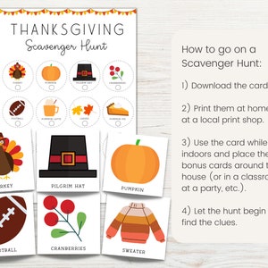 Thanksgiving Scavenger Hunt Printable for Kids, Indoor Outdoor ...