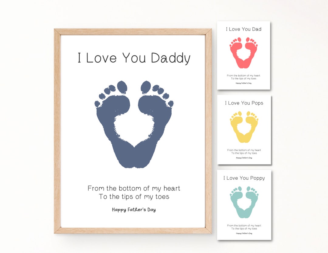 Father's Day Handprint Art Printable, I Love You Daddy, Footprint Gift ...