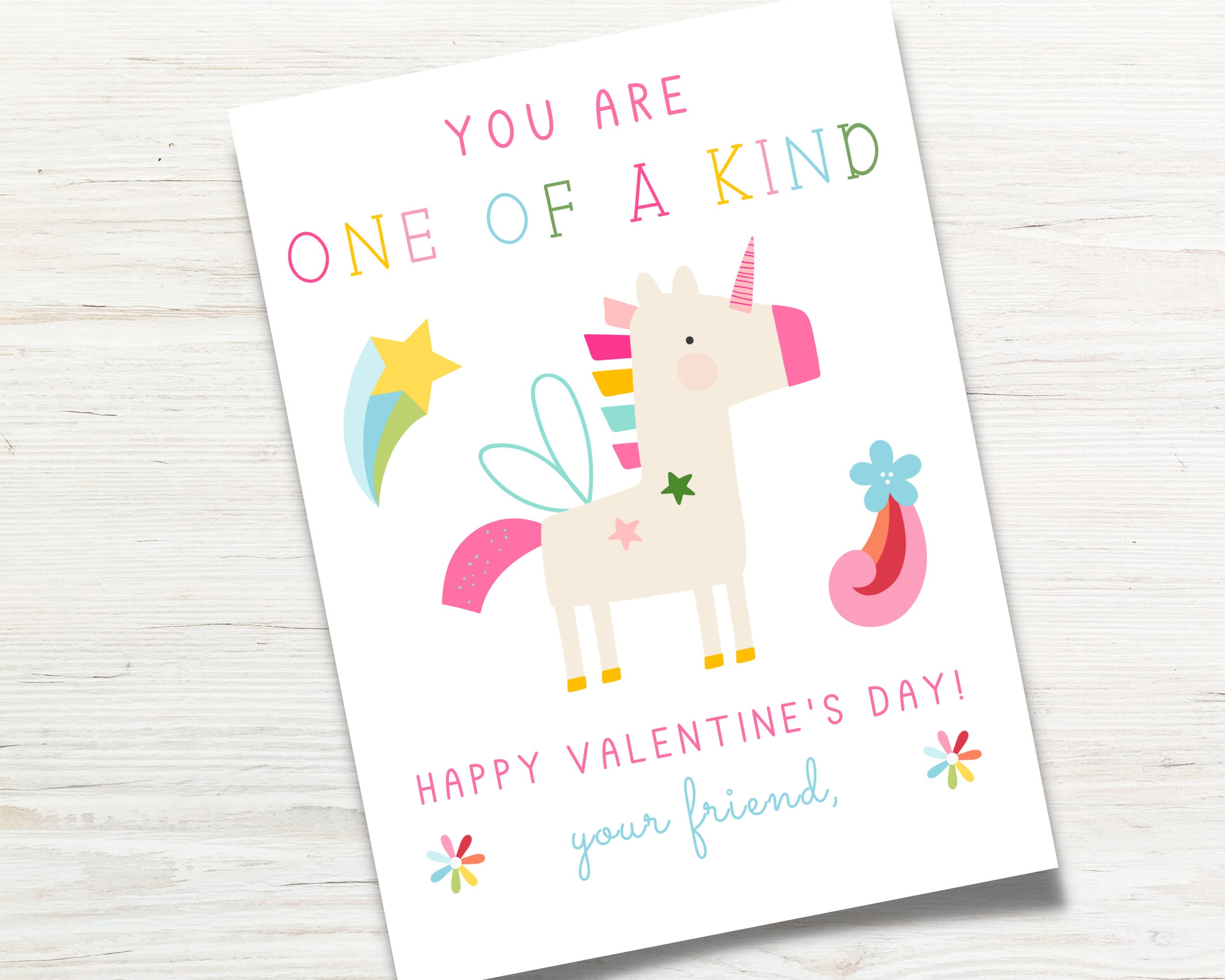 Unicorn Valentine Printable, Valentine Unicorn Card for Kids, Girl ...