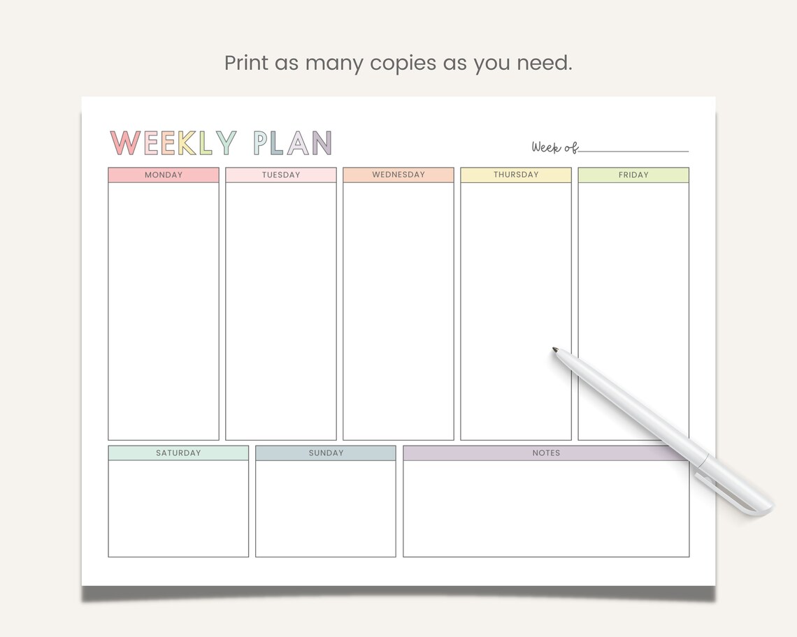 Weekly Schedule for Kids Printable Homeschool Weekly - Etsy