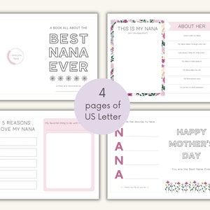 All About My Nana Printable Book, Mother's Day Questionnaire, Coloring ...